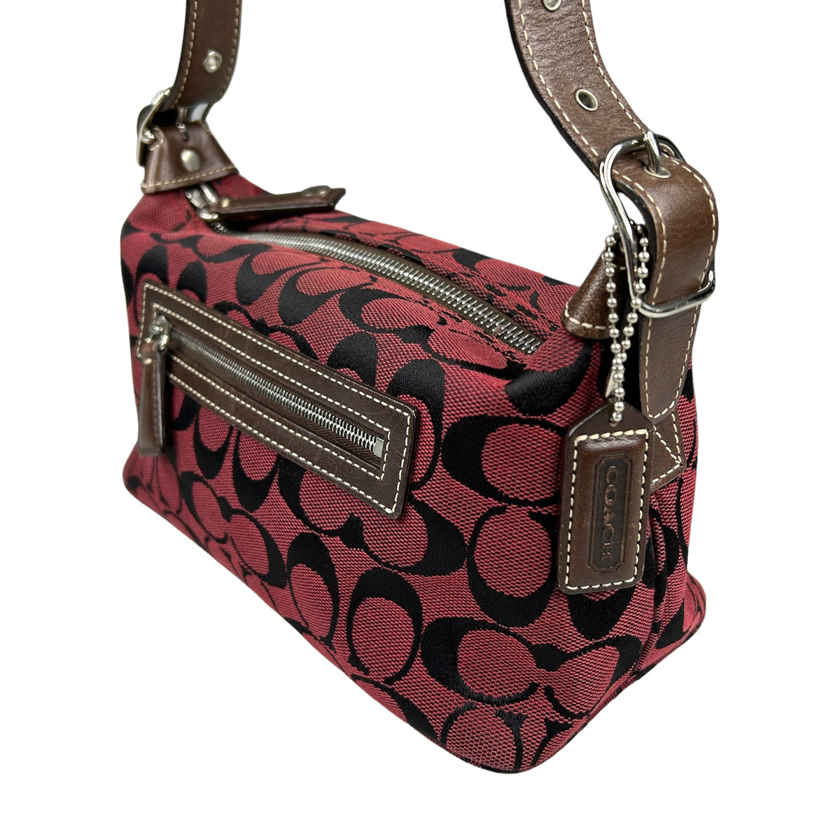 COACH DARK RED/BLACK SIGNATURE CANVAS SHOULDER BAG – Top Floor Gallery
